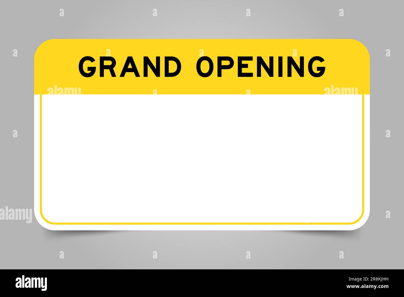 Label banner that have yellow headline with word grand opening and ...