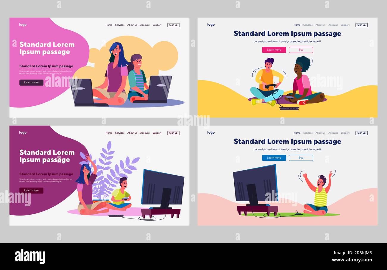 Kids and parents using computer set Stock Vector Image & Art - Alamy