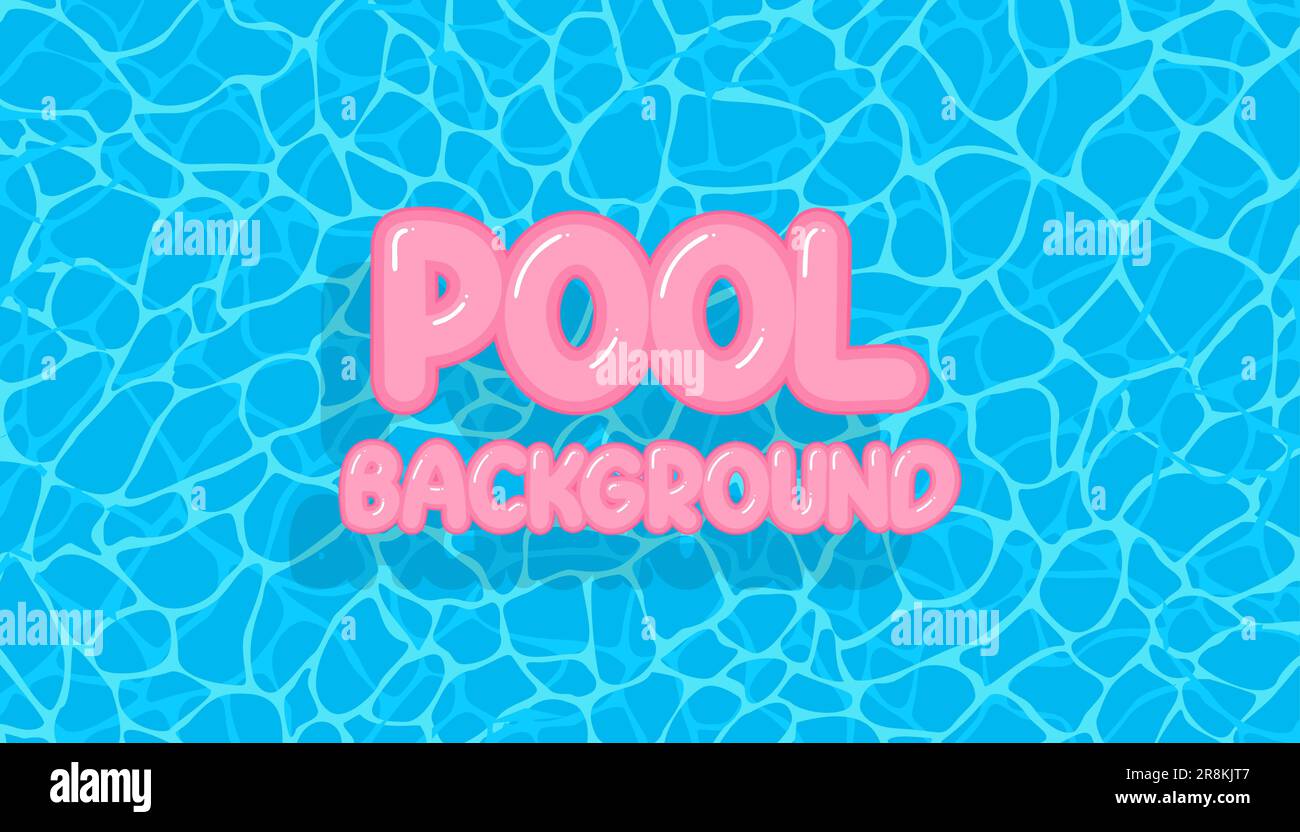 Swimming pool background with pink floating inflatable letters. Vector ...