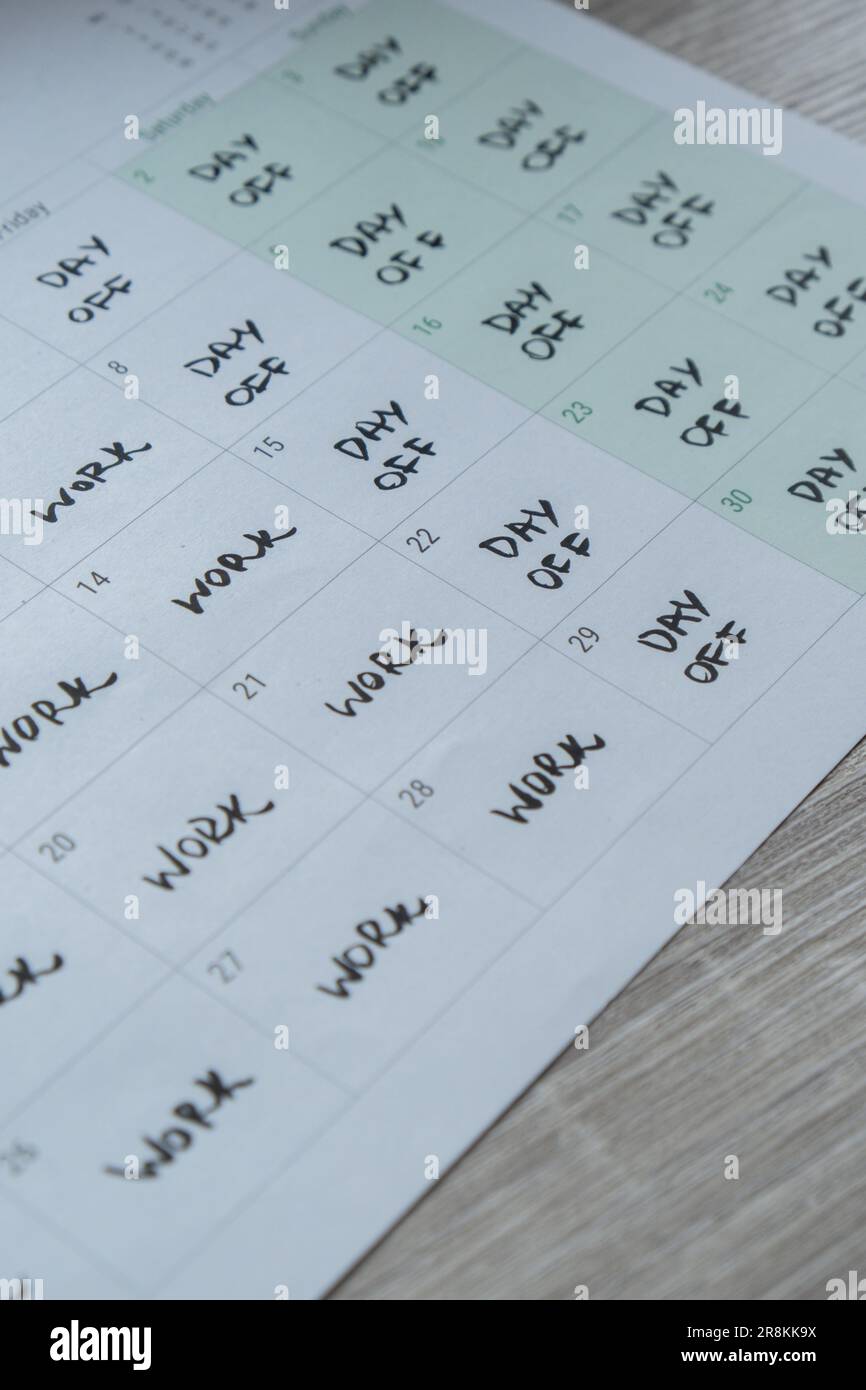 4 day work week printed calendar with weekend days four day working ...