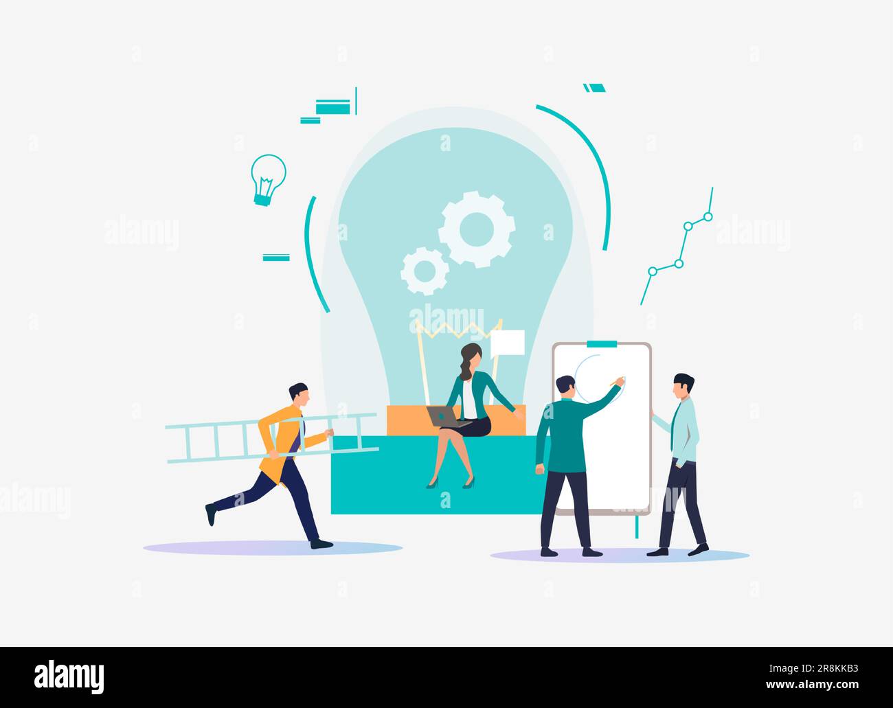 Light bulb, people working and giving lecture Stock Vector Image & Art ...