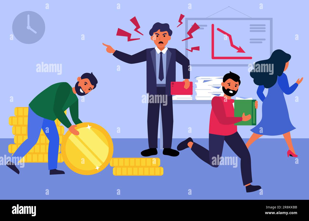 Nervous boss shouting at employees Stock Vector Image & Art - Alamy