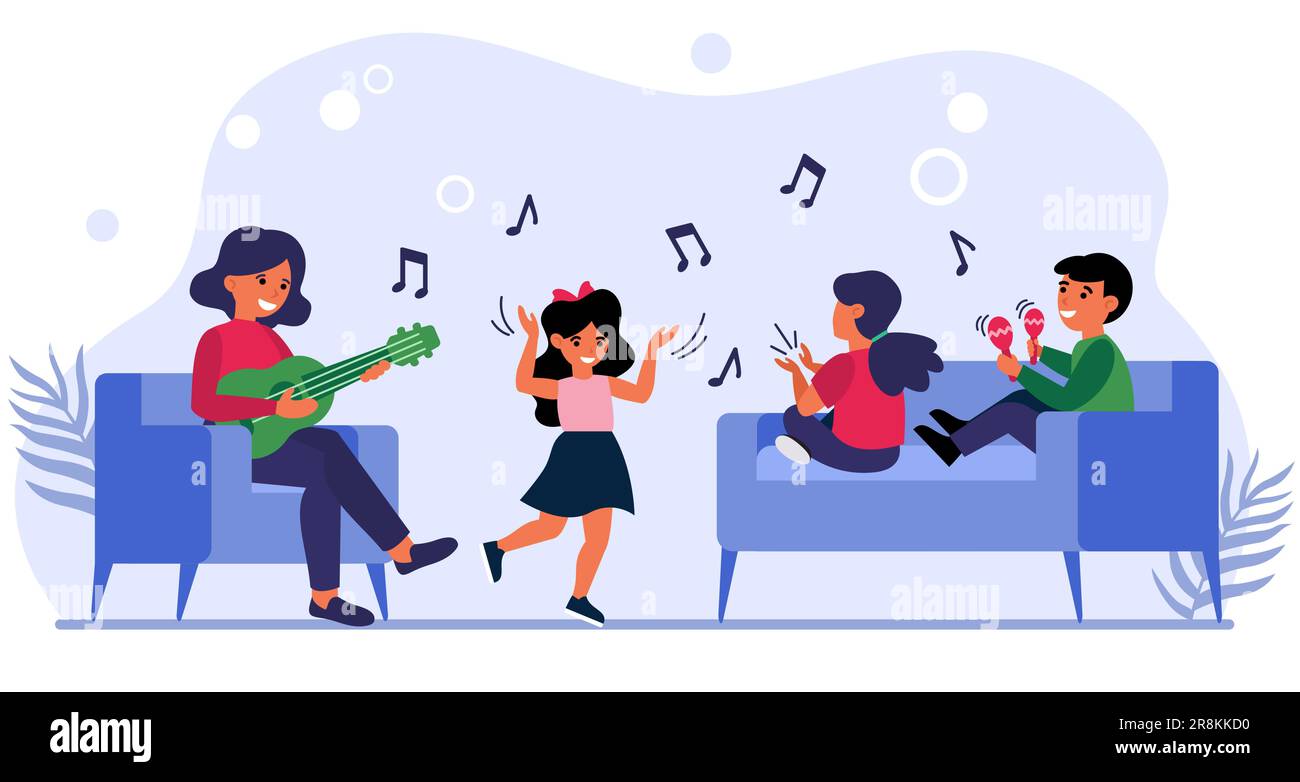 Group school children teacher singing Stock Vector Images - Alamy