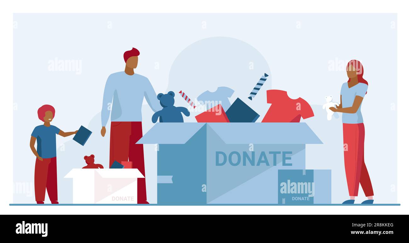 Family packing donation box Stock Vector Image & Art - Alamy