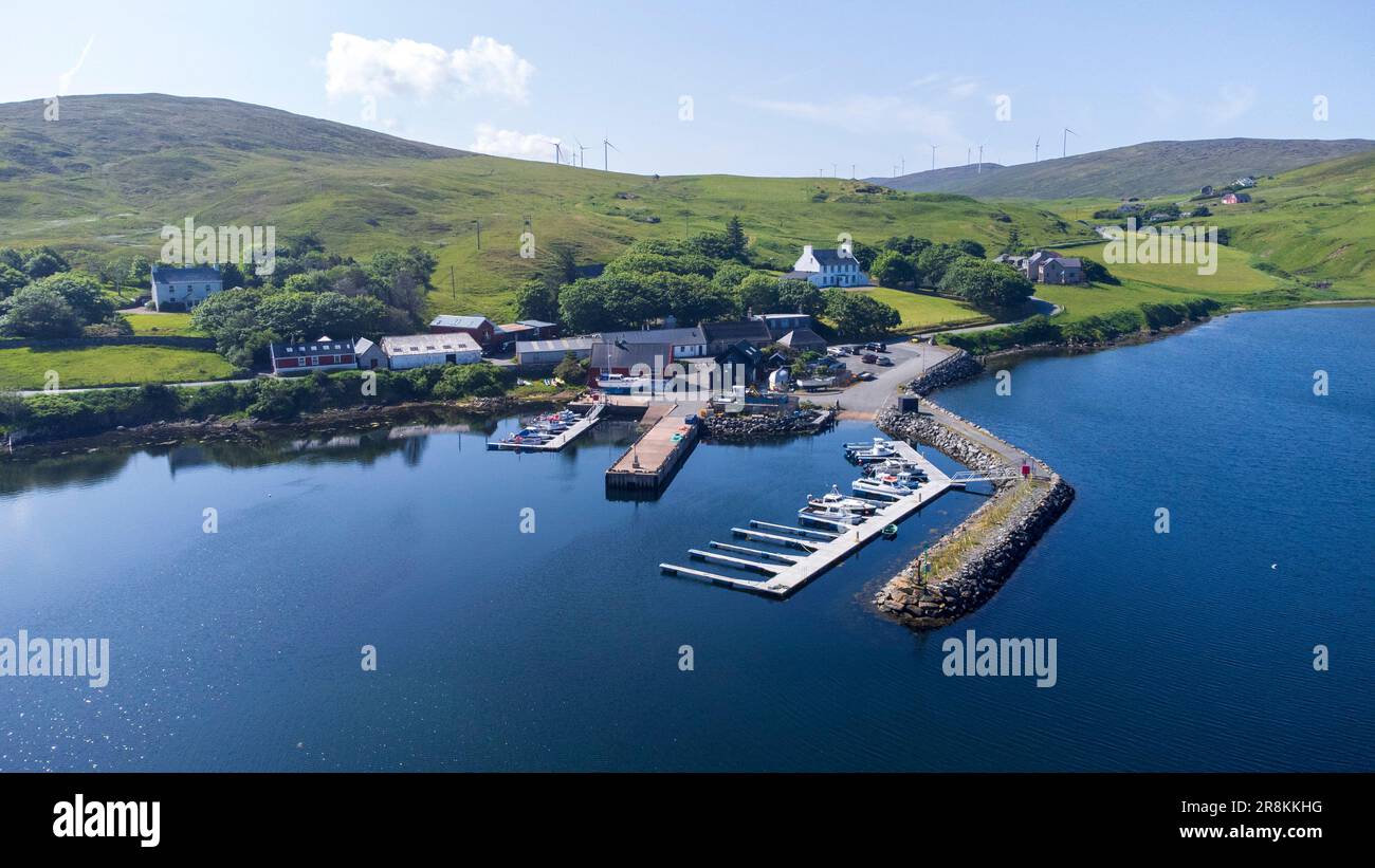 Village of Voe in the central mainland of Shetland Isle off the north ...