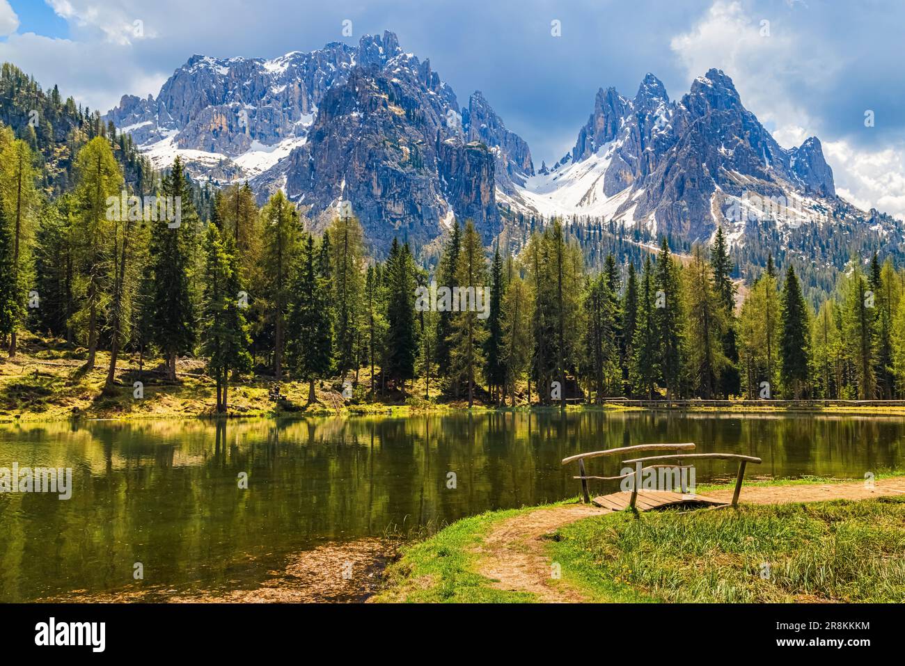 Lake Antorno (Lago d'Antorno), a small mountain lake in the Italian ...