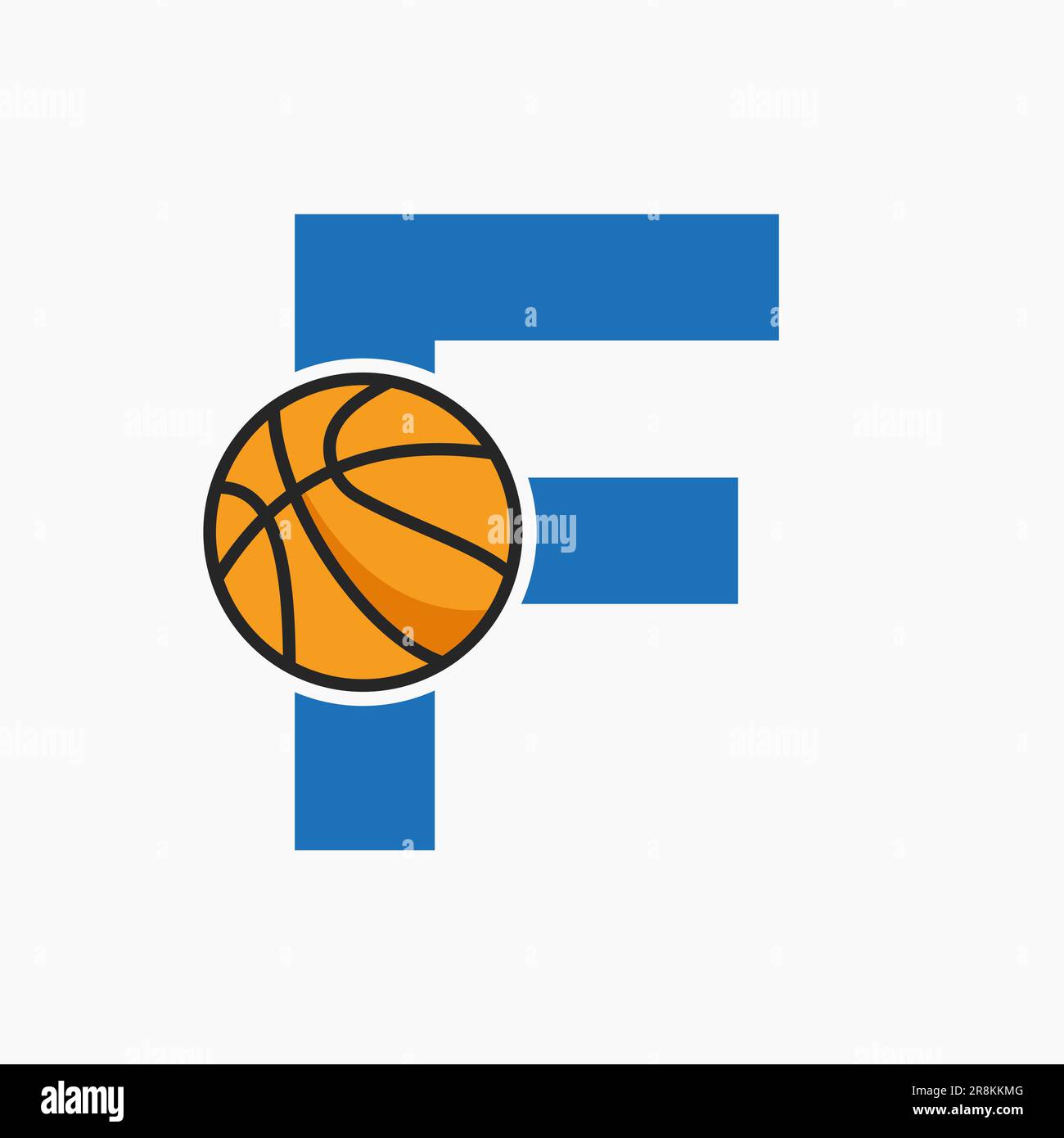Basketball Logo On Letter F Concept. Basket Club Symbol Vector Template ...