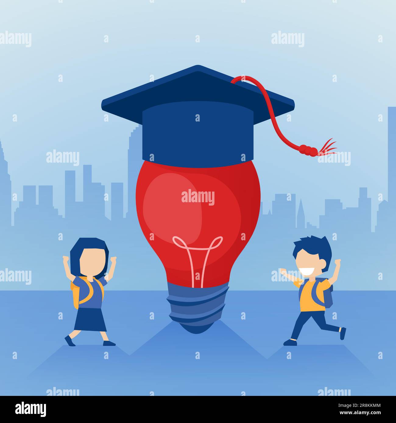 Vector of happy students boy and girl achieving good school test grades ...