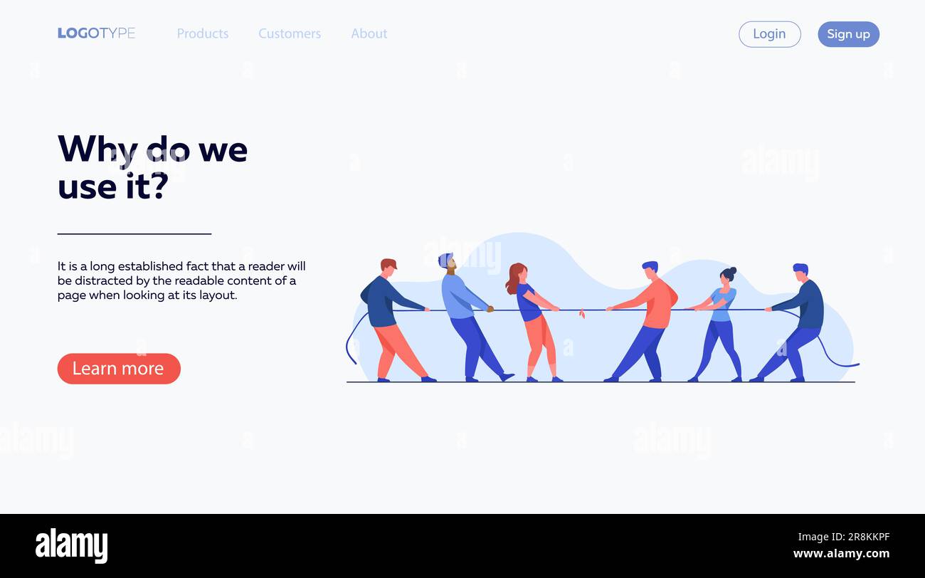 People pulling opposite ends of rope flat vector illustration Stock ...