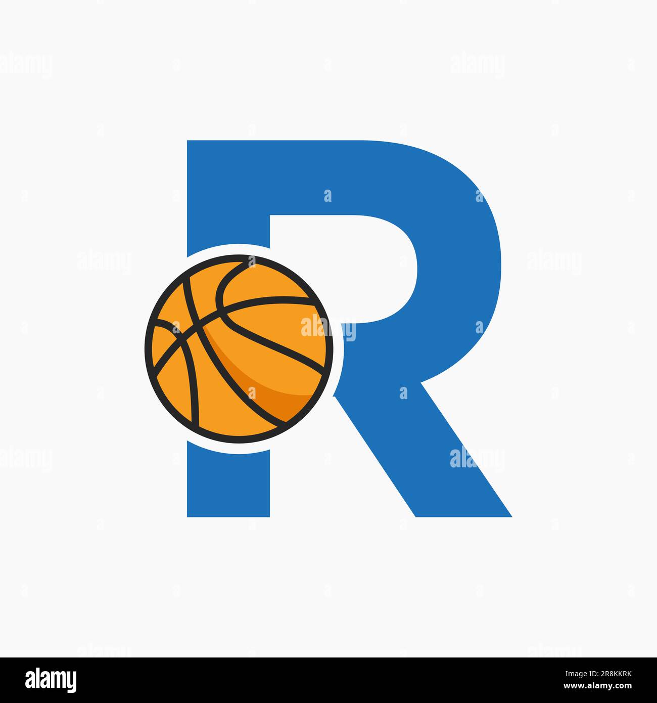 Basketball Logo On Letter R Concept. Basket Club Symbol Vector Template ...