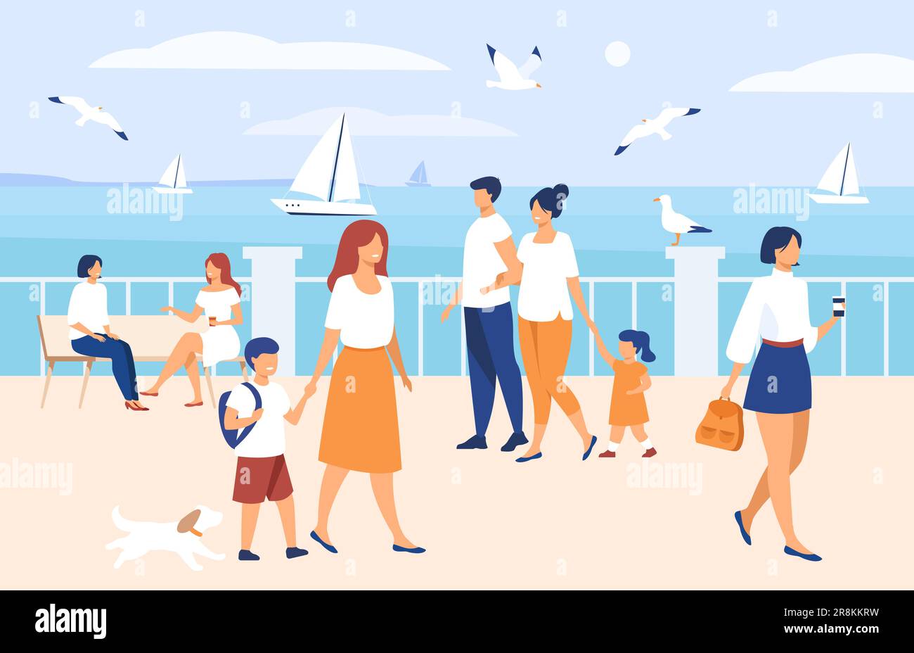 Walking the shore Stock Vector Images - Alamy