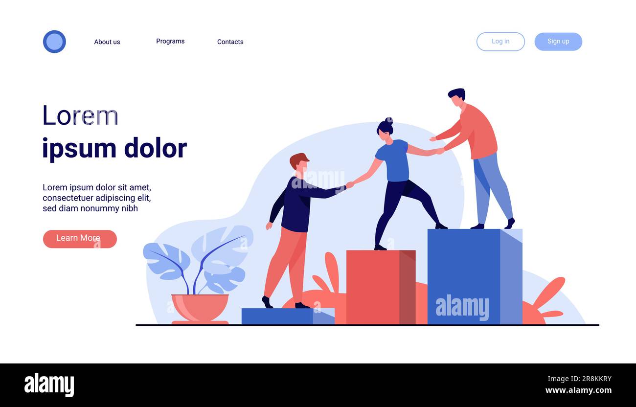 Employees giving hands and helping colleagues to walk upstairs Stock ...