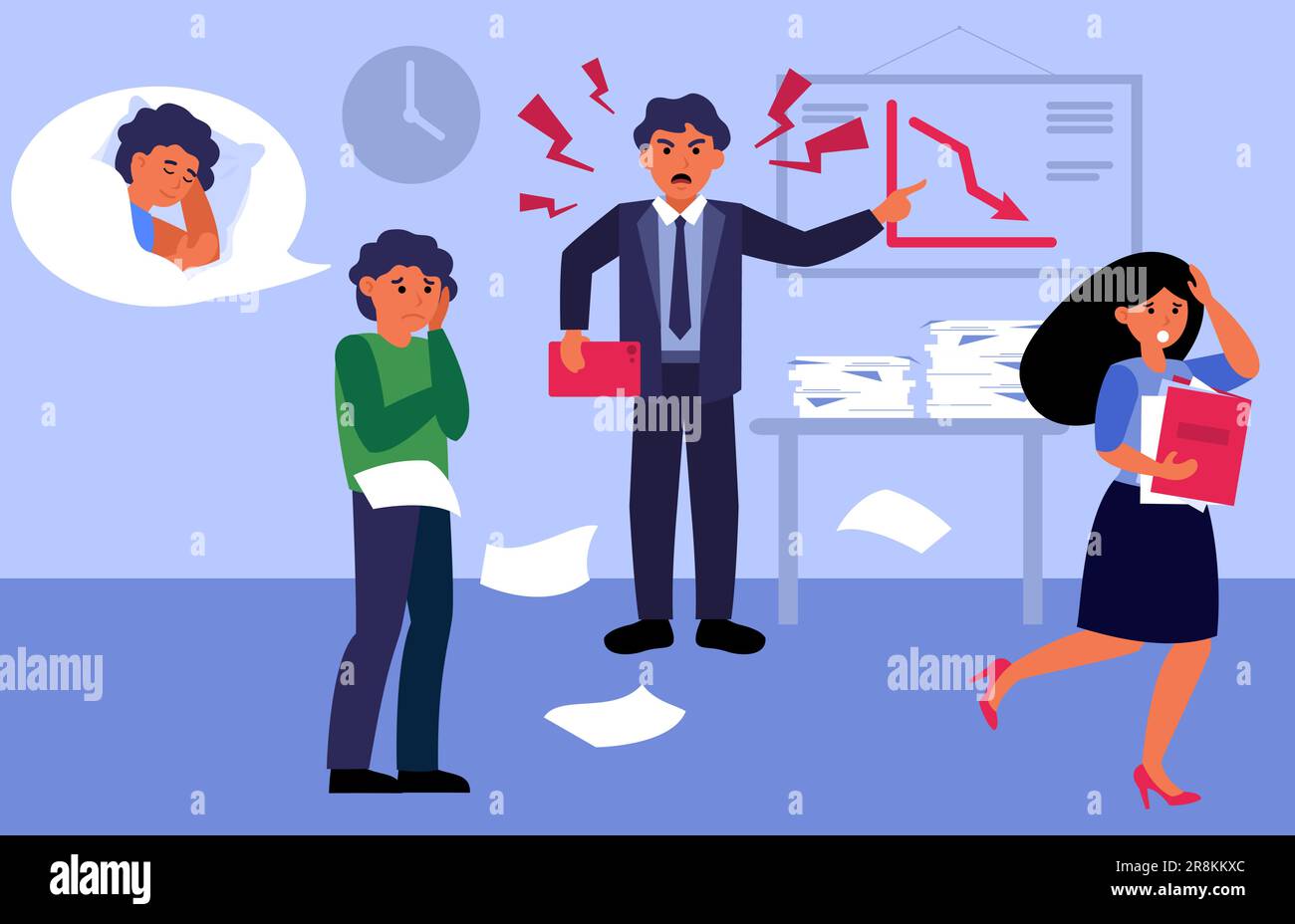 Angry boss shouting at his employees in office Stock Vector Image & Art ...