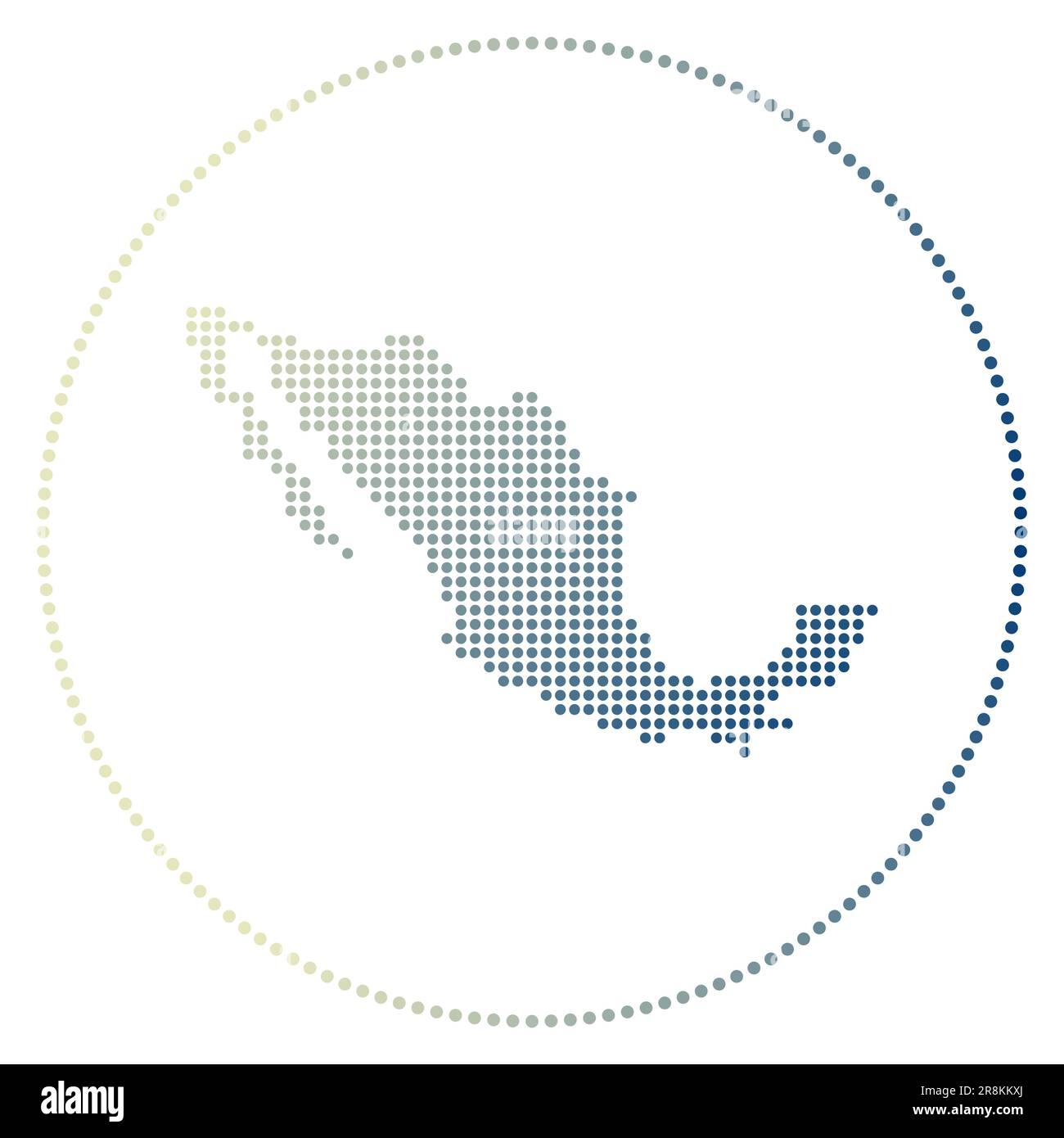 Mexico digital badge. Dotted style map of Mexico in circle. Tech icon ...
