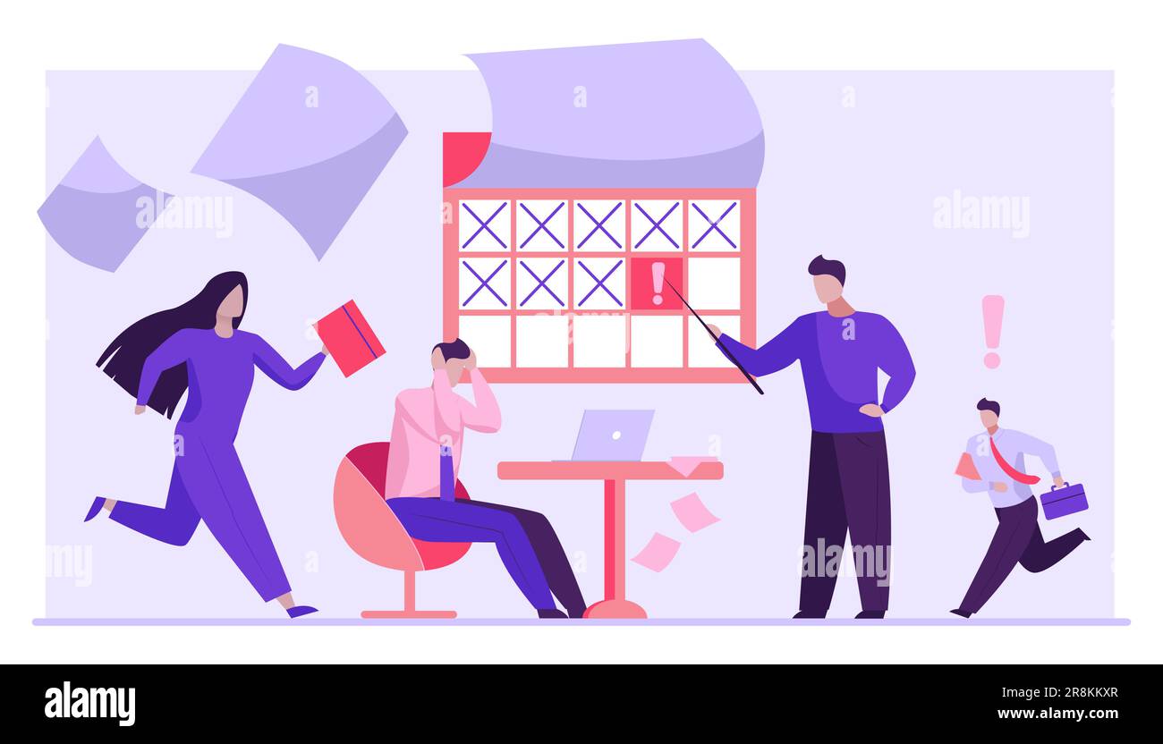 Stressed office staff working in deadline rush Stock Vector Image & Art ...