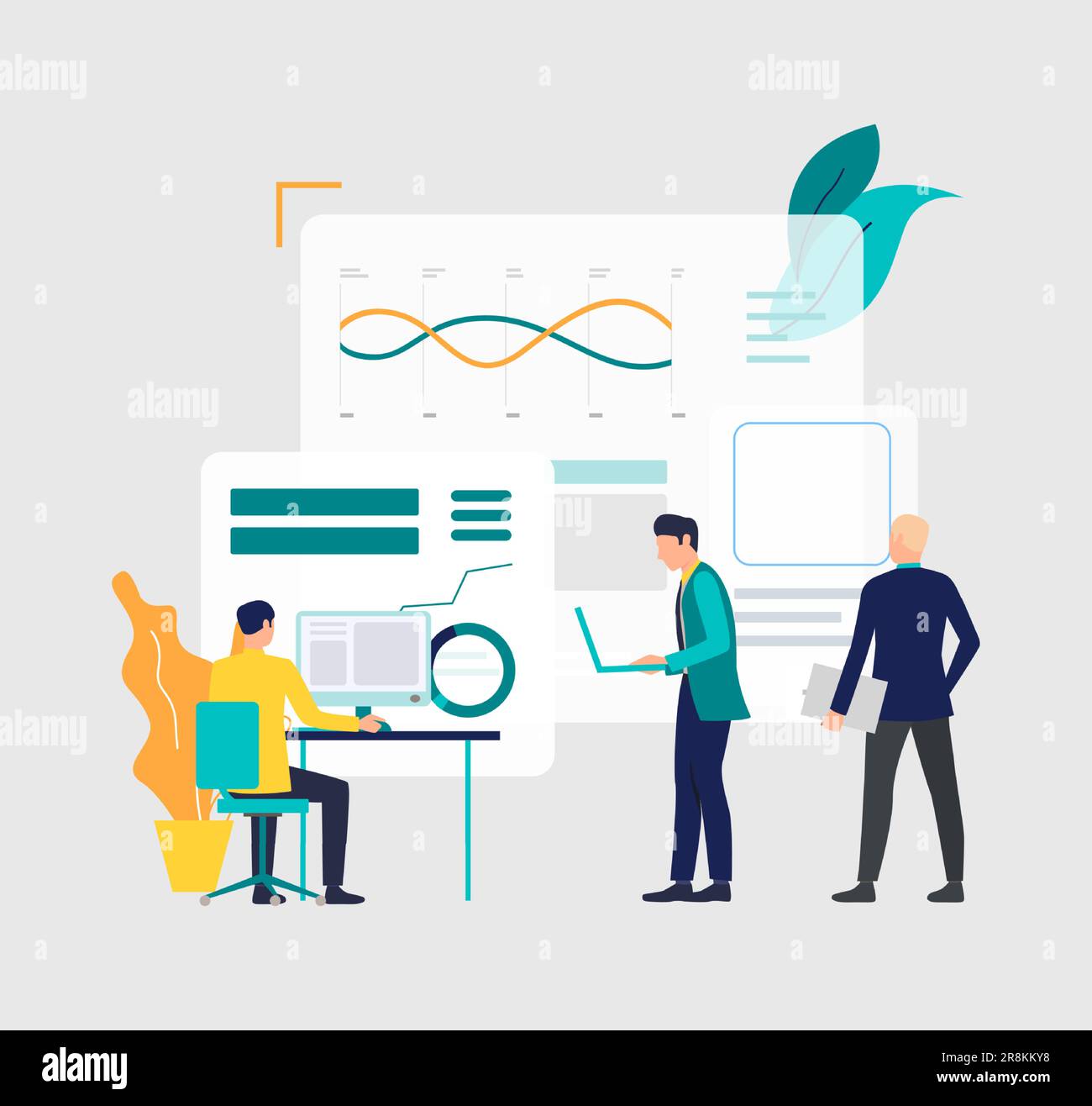 Office worker analyzing charts Stock Vector Images - Alamy