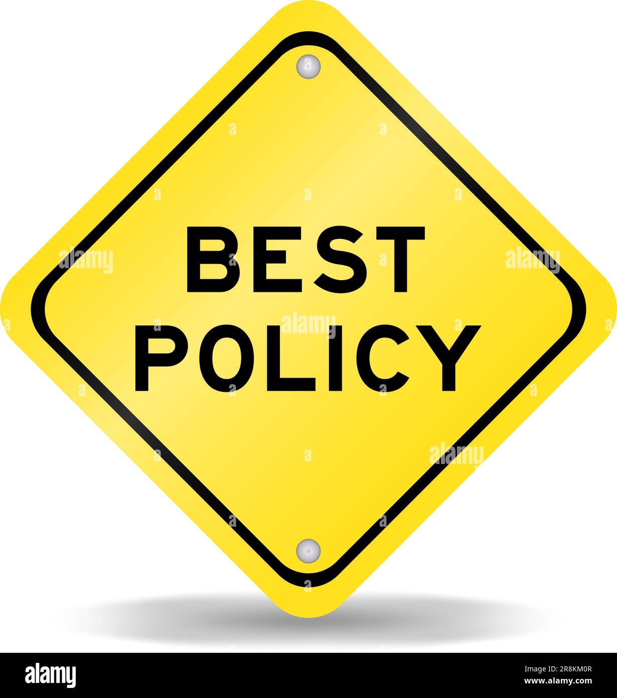 Yellow color transportation sign with word best policy on white ...