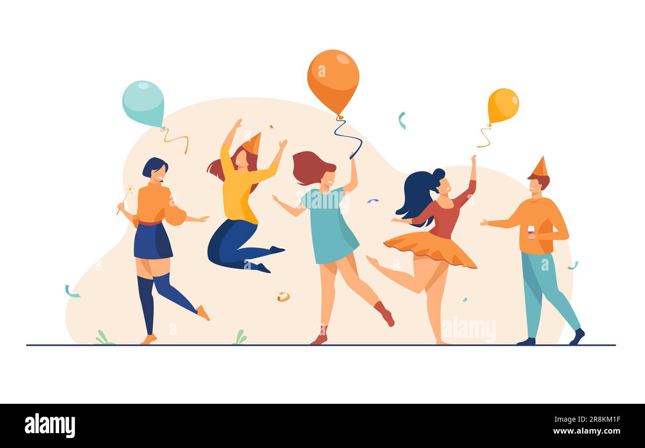 Happy people dancing at party flat vector illustration Stock Vector ...