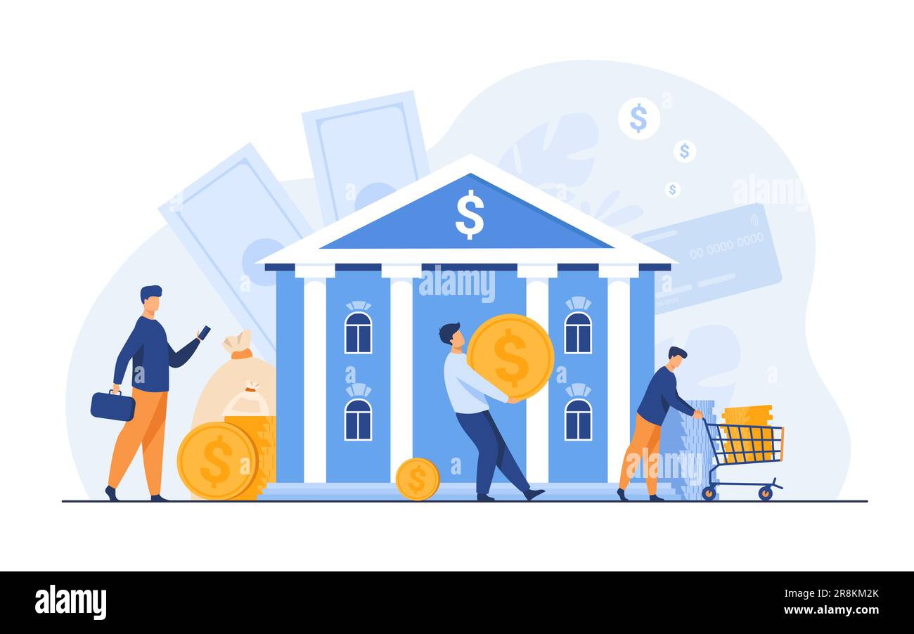 People with money walking to bank building Stock Vector Image & Art - Alamy