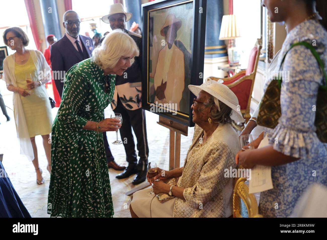 Previously unissued photo dated 14/06/23 of Queen Camilla speaks with ...