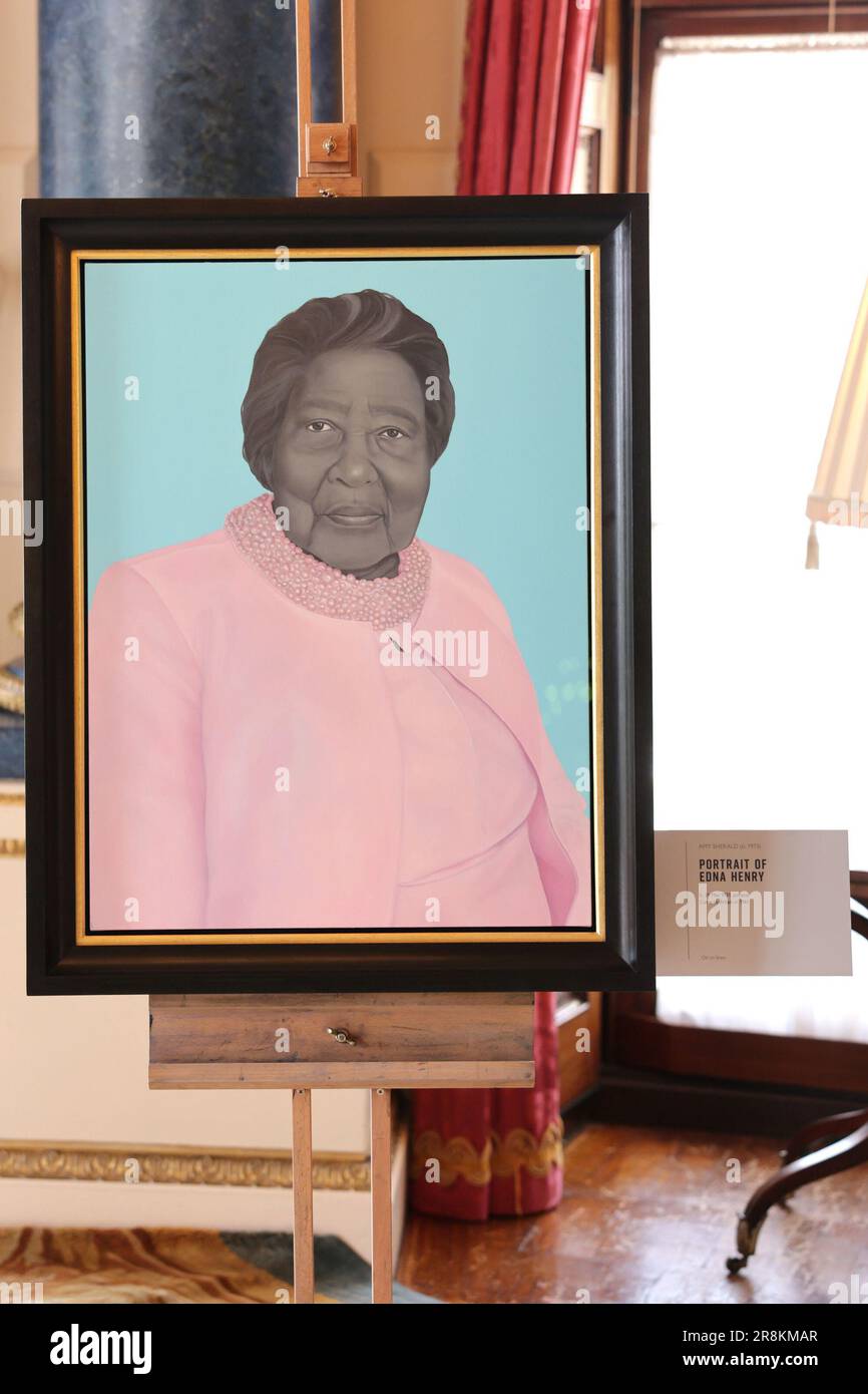 Previously unissued photo dated 14/06/23 of a portrait of Edna Henry ...