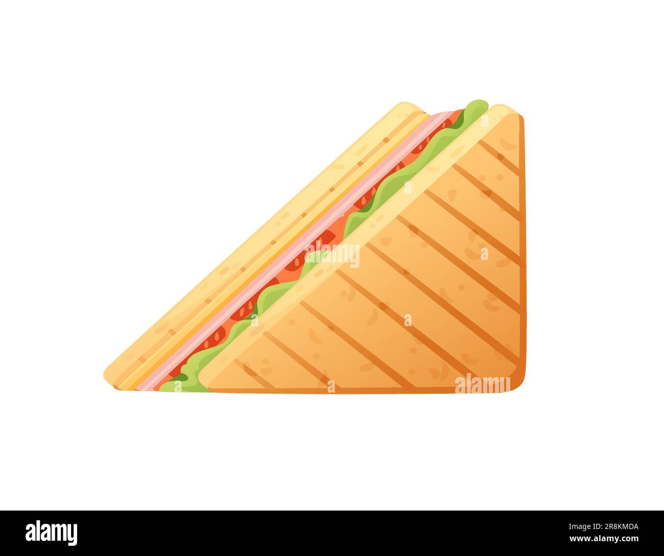 Triangle sandwich with ham cheese lettuce and tomato vector ...