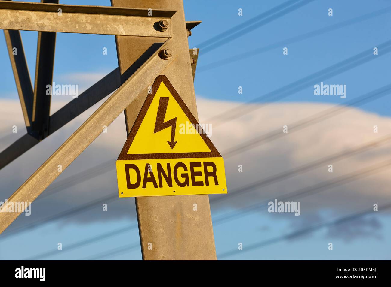 Power line tower. Energy industry. Industrial electricity transmission ...