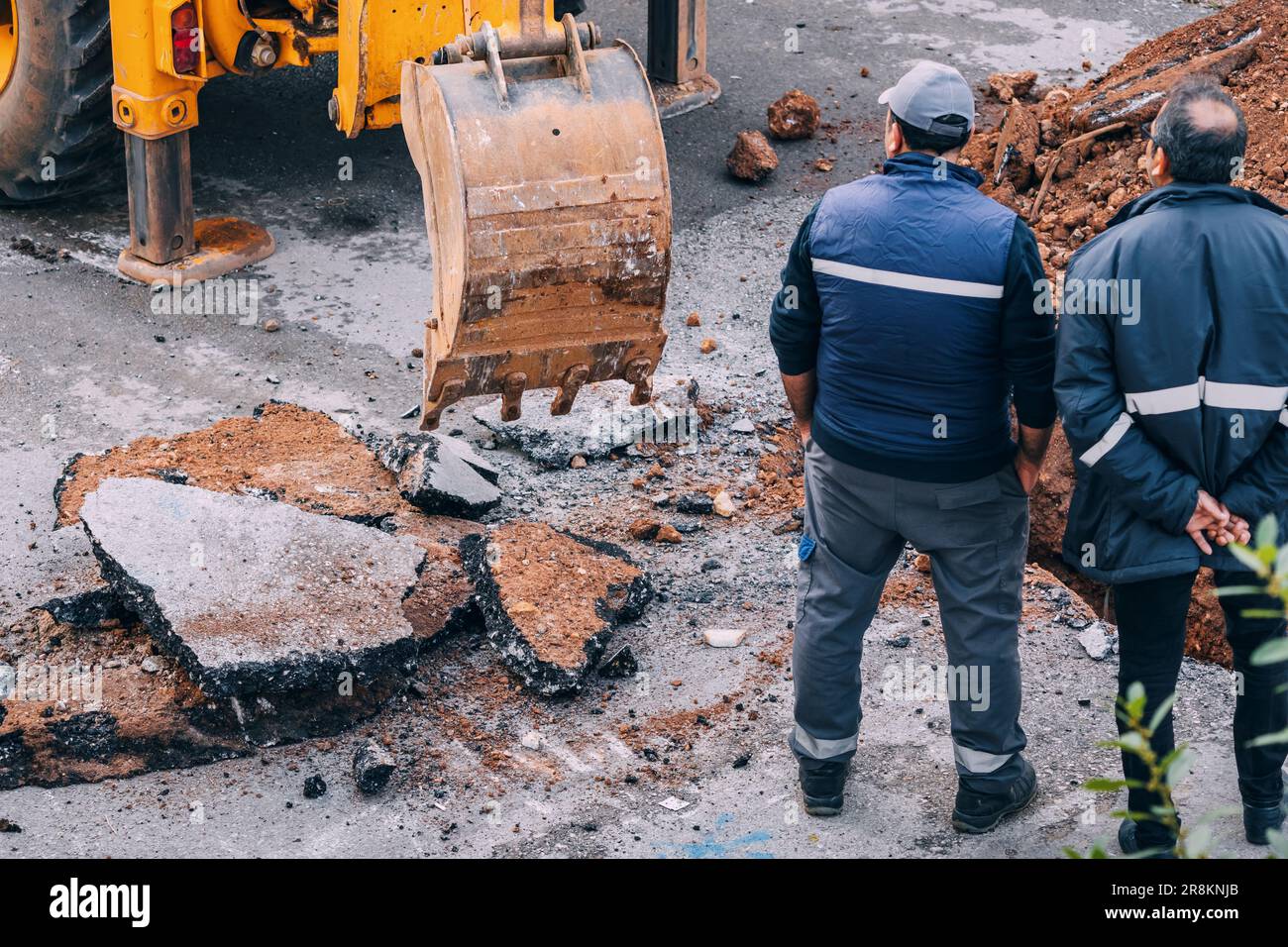 14 December 2022, Antalya, Turkey: excavator has dug a hole and is ...