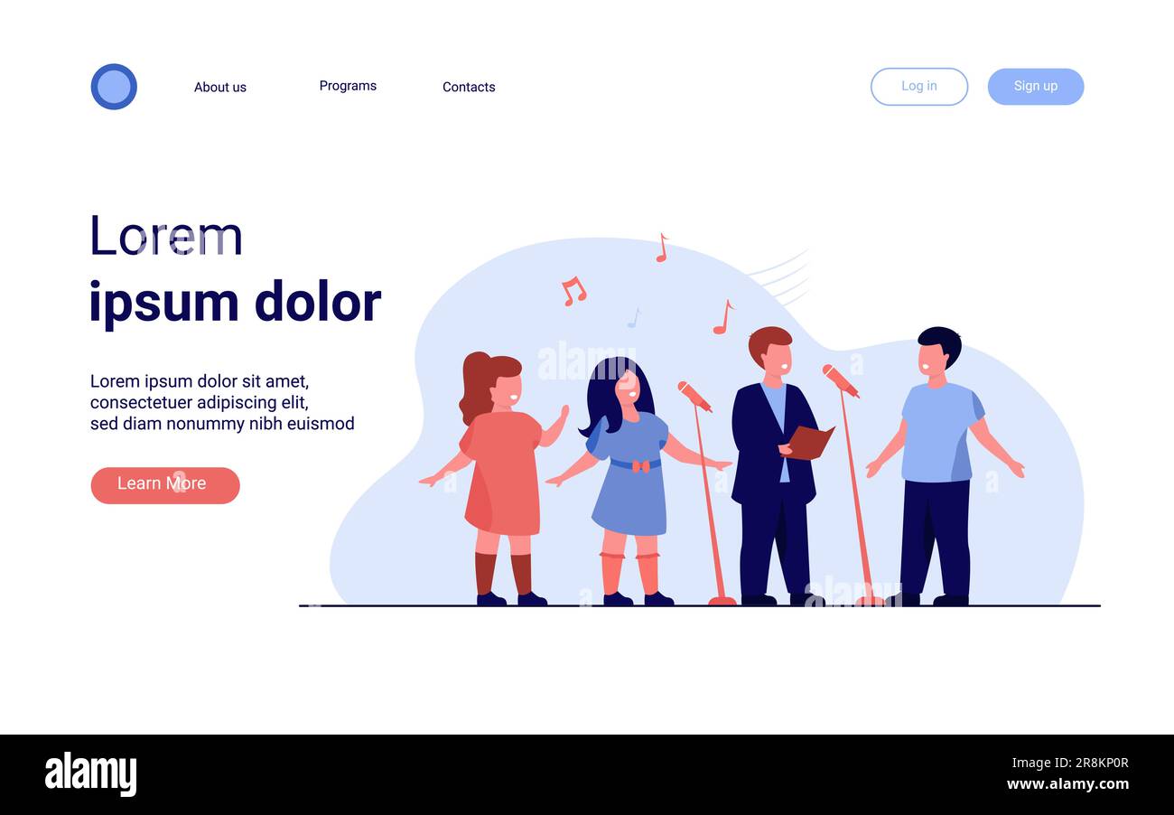 Children choir singing song in church flat vector illustration Stock ...