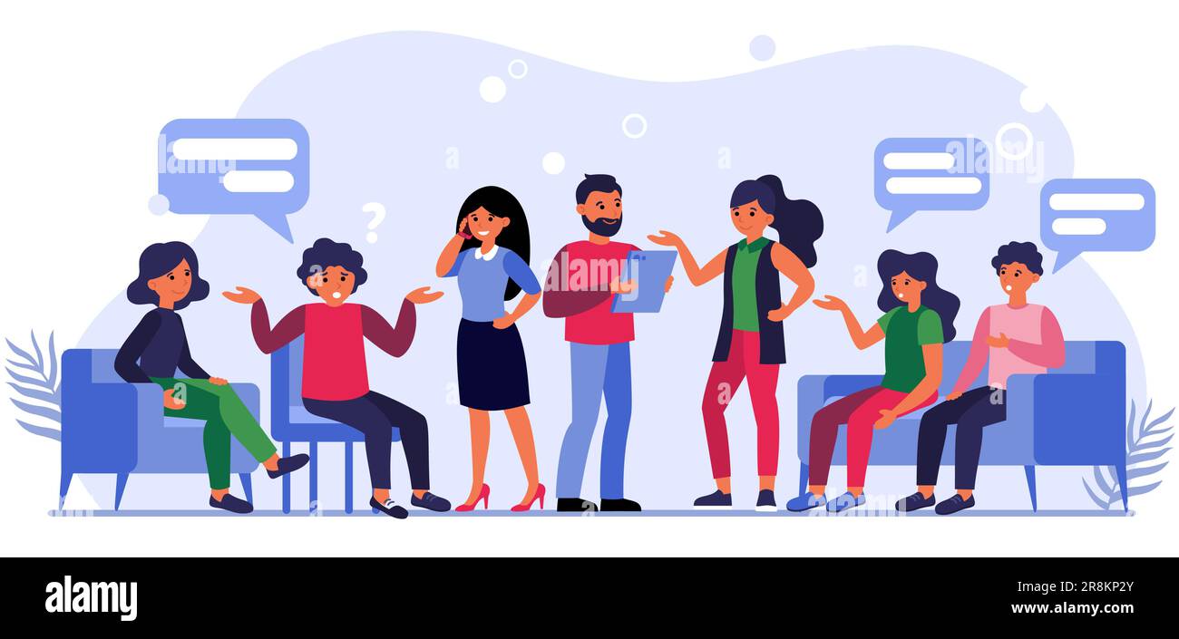 People asking questions to businesspeople Stock Vector Image & Art - Alamy