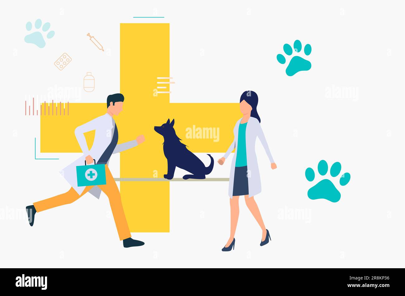 Man woman vet dog Cut Out Stock Images & Pictures - Alamy