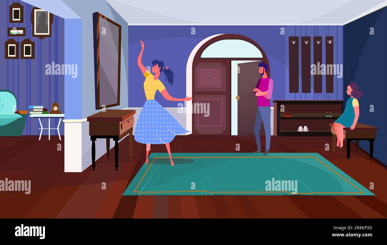 Woman waiting in hallway Stock Vector Images - Alamy