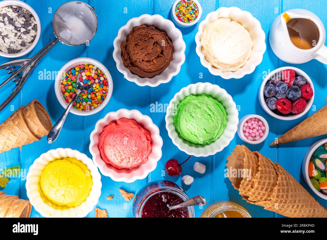 Ice cream festival background, Summer ice cream buffet with various ...