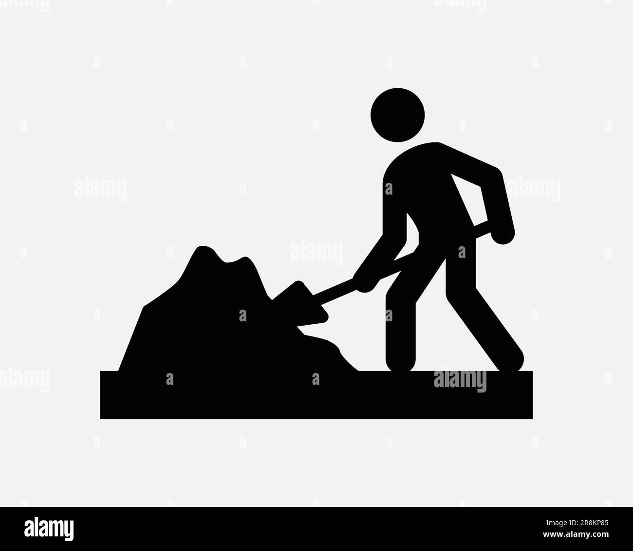 Man Shoveling Icon. Shovel Construction Dig Digging Building Construction Site Worker. Black ...