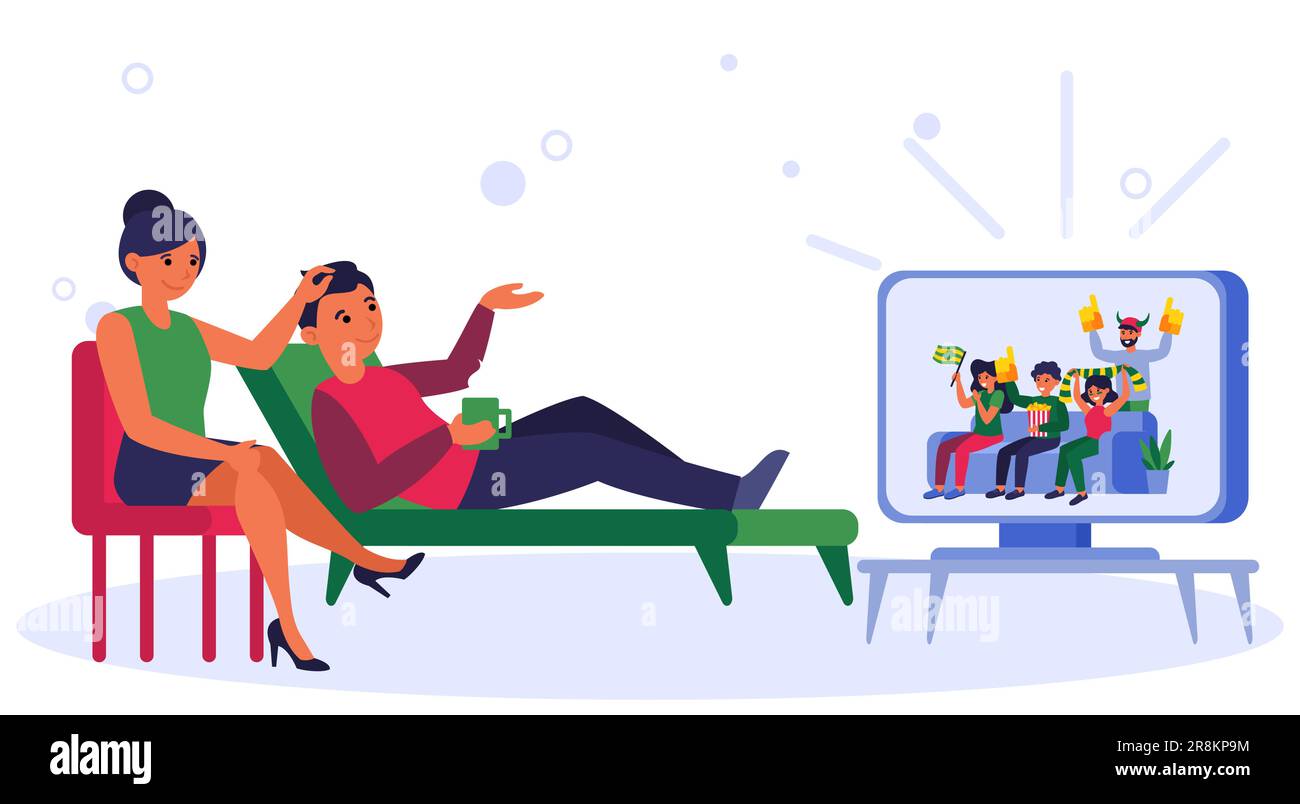 Smiling watching tv Stock Vector Images - Alamy