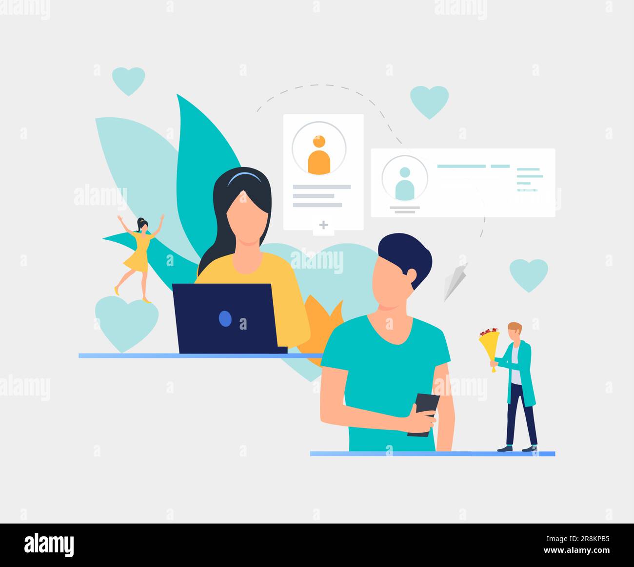 Couple texting messages to each other Stock Vector Image & Art - Alamy