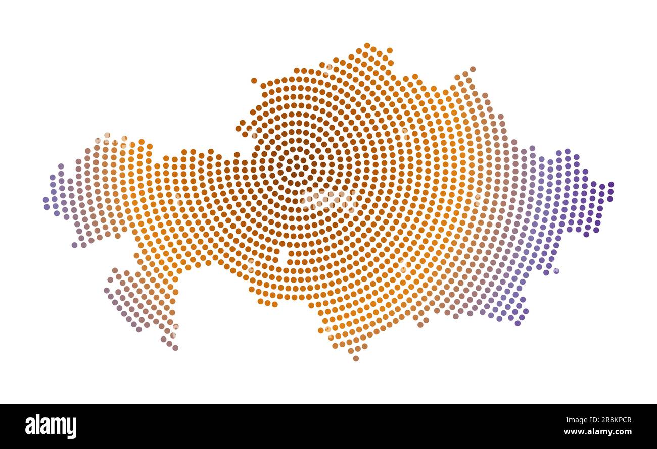 Kazakhstan dotted map. Digital style shape of Kazakhstan. Tech icon of ...