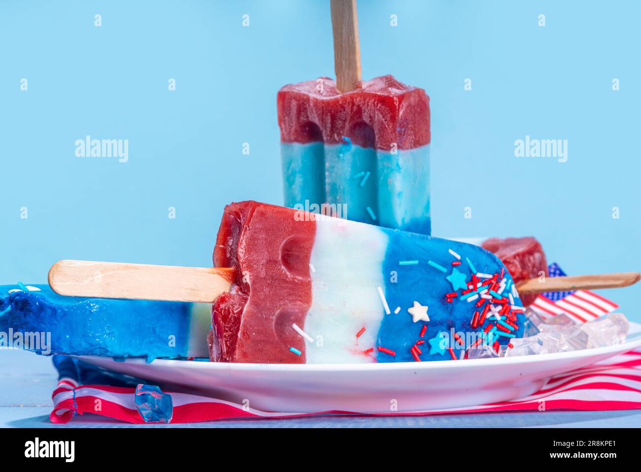 Red, white and blue ice pops. Patriotic USA lollypops ice cream for ...