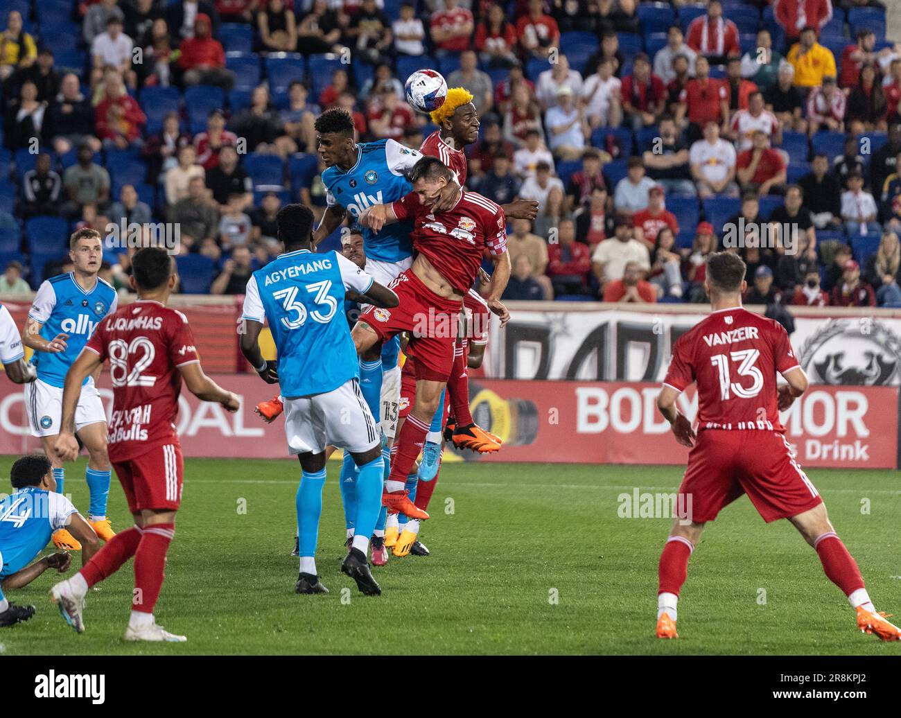 Harrison, USA. 21st June, 2023. Hassan Ndam (98), Sean Nealis (15) of ...