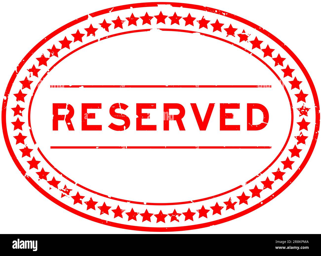 Grunge red reserved word oval rubber seal stamp on white background ...
