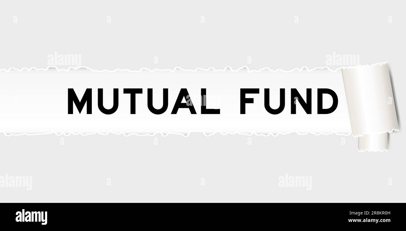 Ripped gray paper background that have word mutal fund under torn part ...
