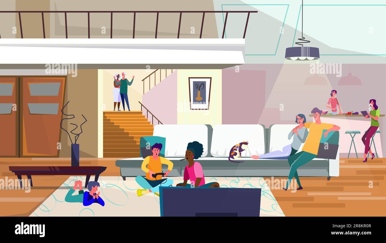 Big family at home Stock Vector Image & Art - Alamy