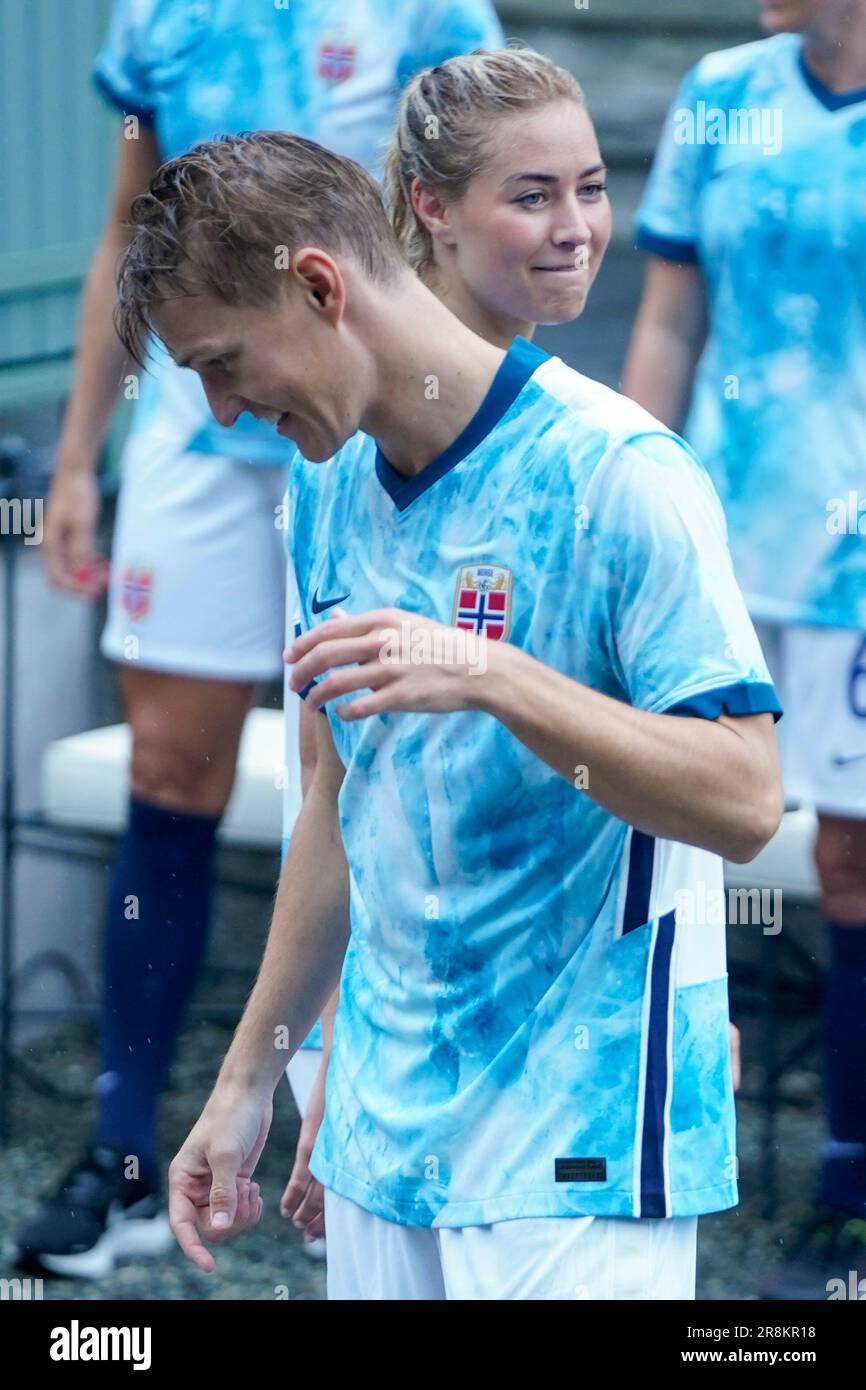 Oslo 20230621.Martin Oedegaard and Helene Spilling during a friendly ...