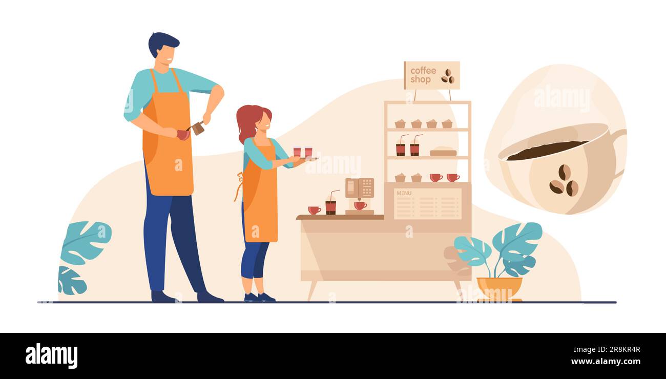 Barista baristas counter Stock Vector Images - Alamy