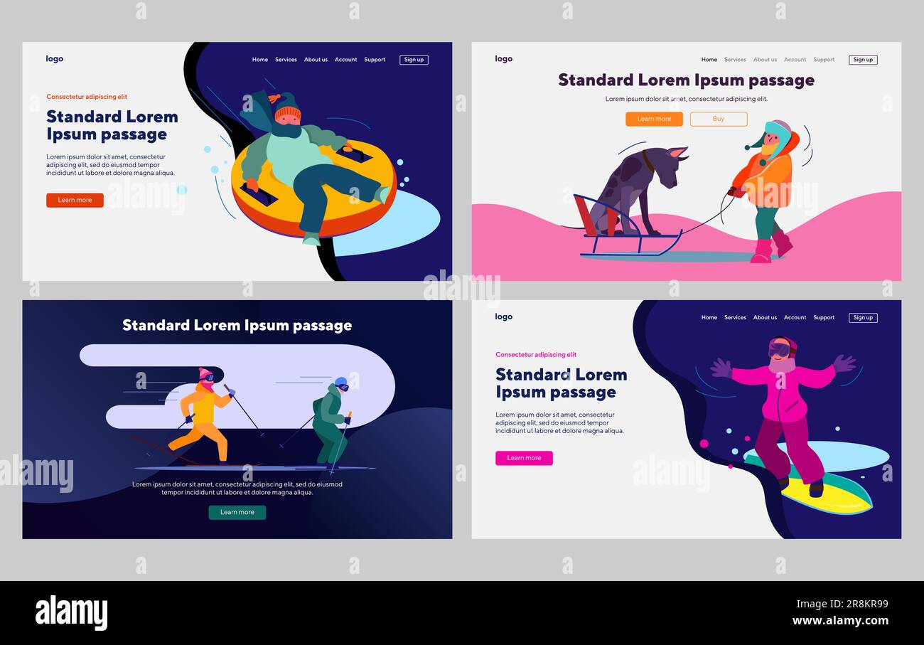 Children enjoying winter activities set Stock Vector Image & Art - Alamy