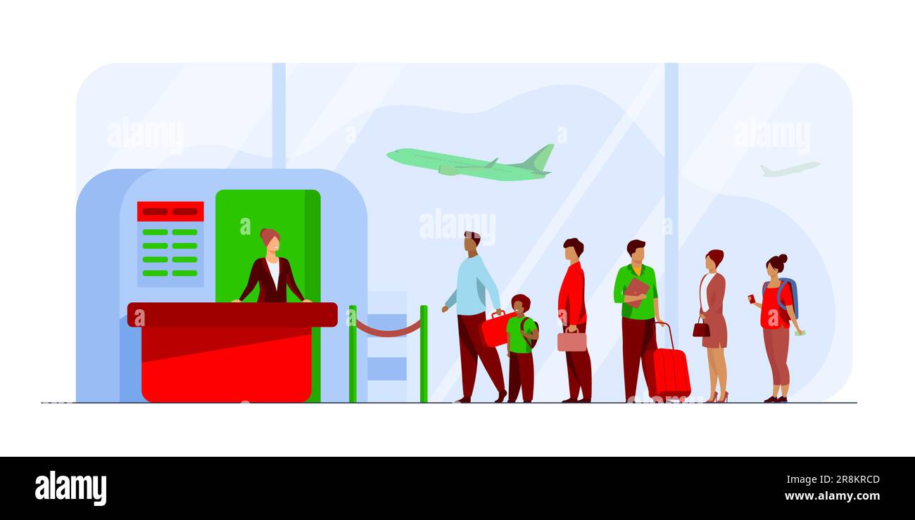 Airport queue vector illustration Stock Vector Image & Art - Alamy