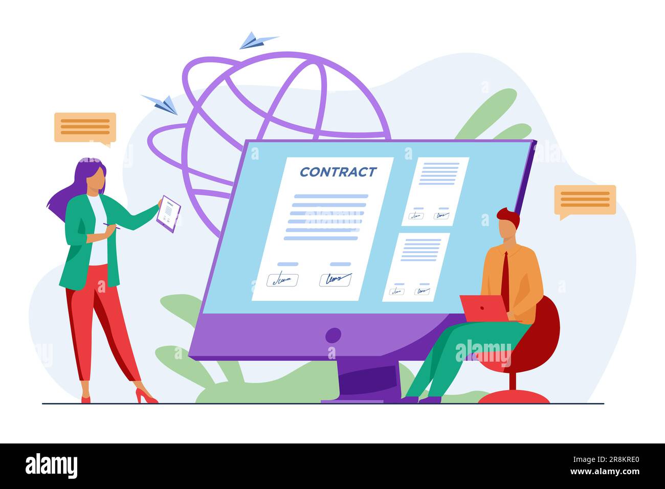 Business people signing online contract with electronic sign Stock ...