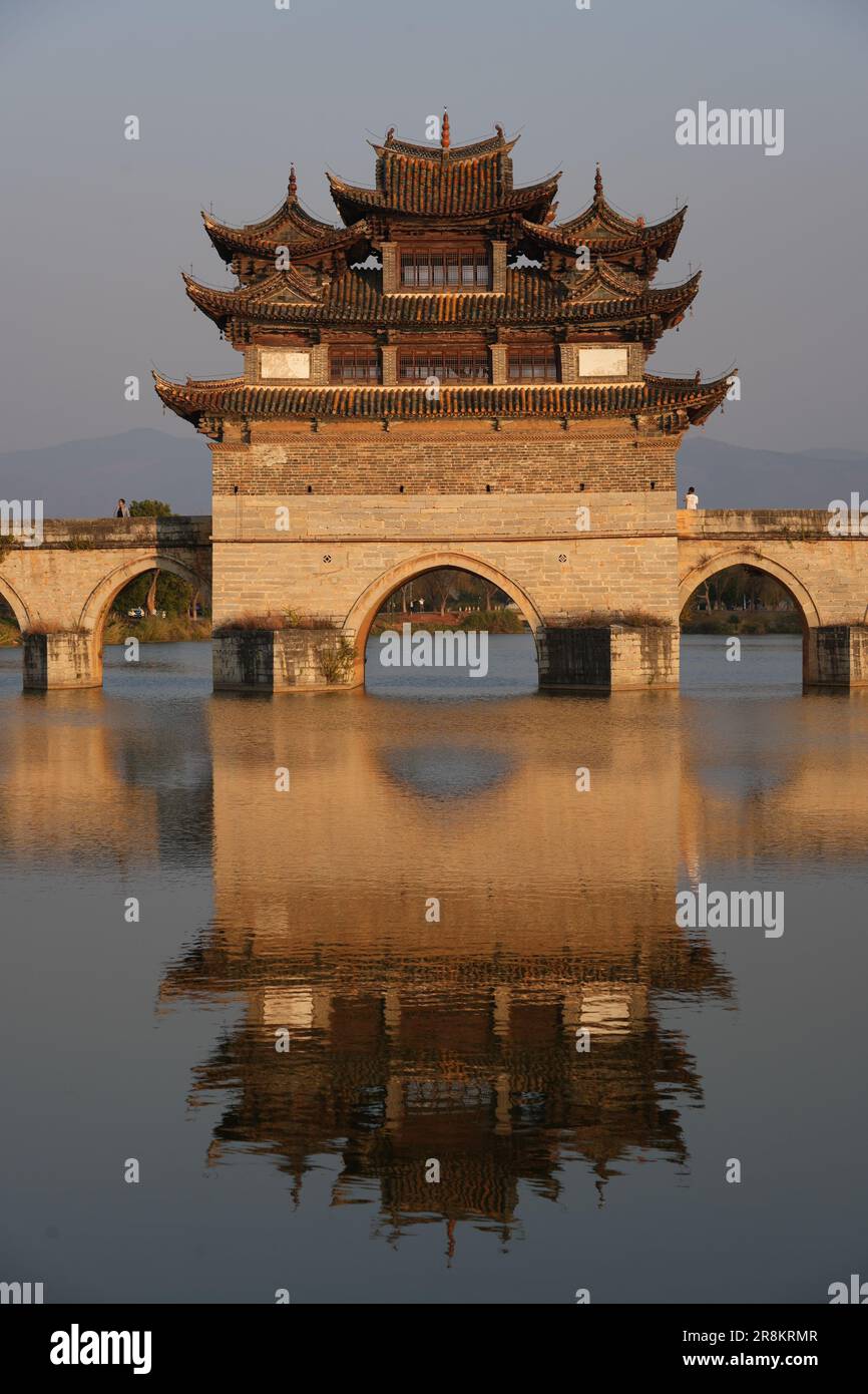 The Double Dragon Bridge in Jianshui, Yunnan, China at sunset Stock ...