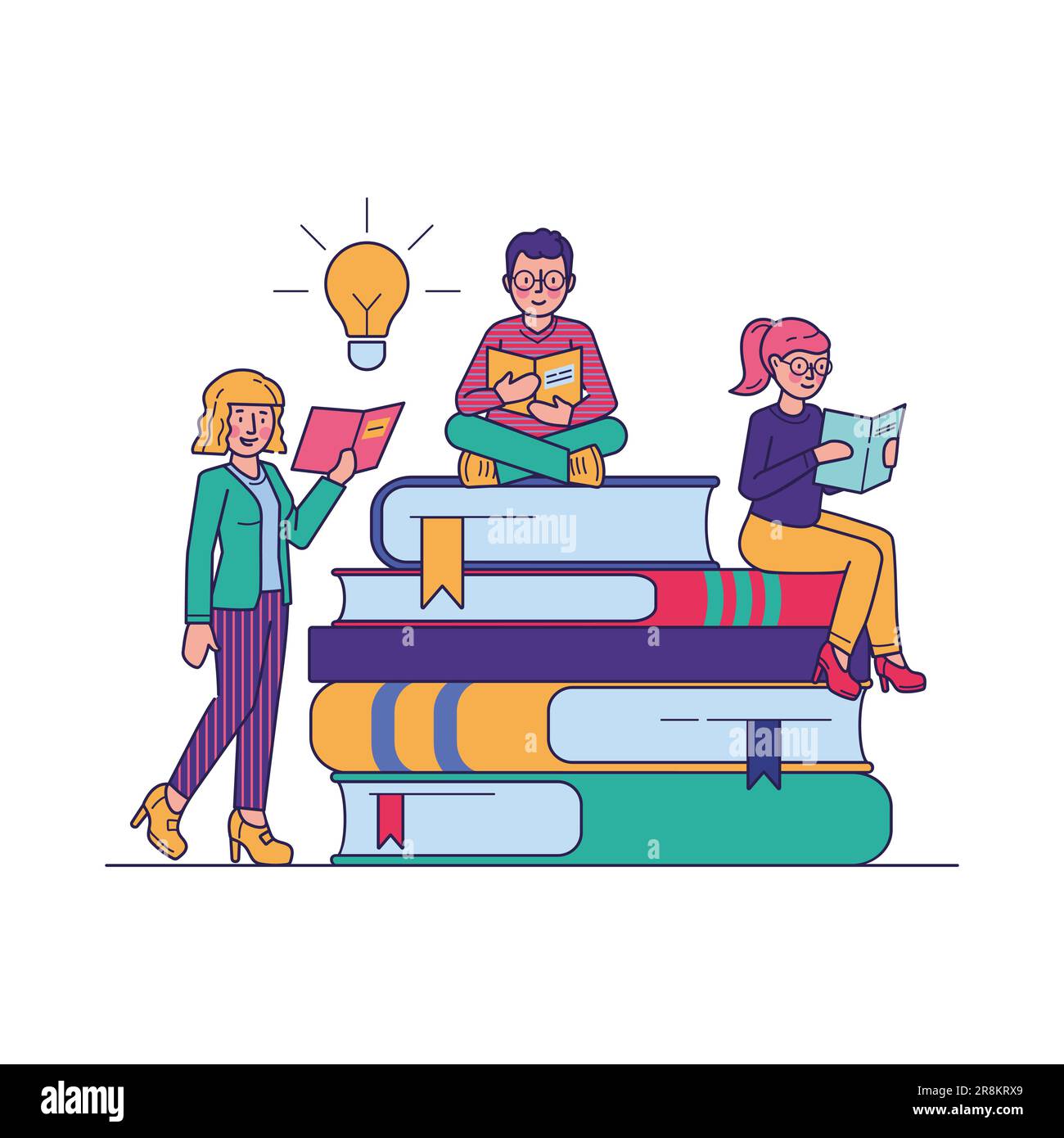 People reading books for study vector illustration Stock Vector Image ...