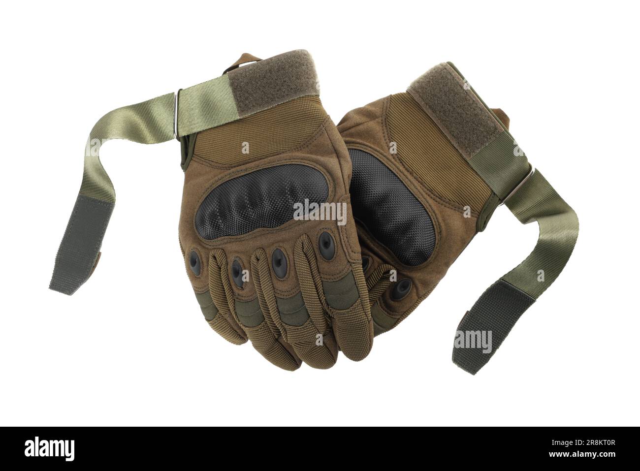 Tactical gloves on white background, top view. Military training ...